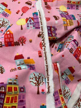 Joann | Office | Joann Exclusive Pink Flannel Fabric Colorful Houses ...